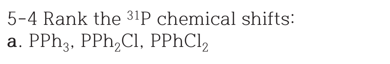 Solved 5-4 ﻿Rank the ?31P ﻿chemical | Chegg.com