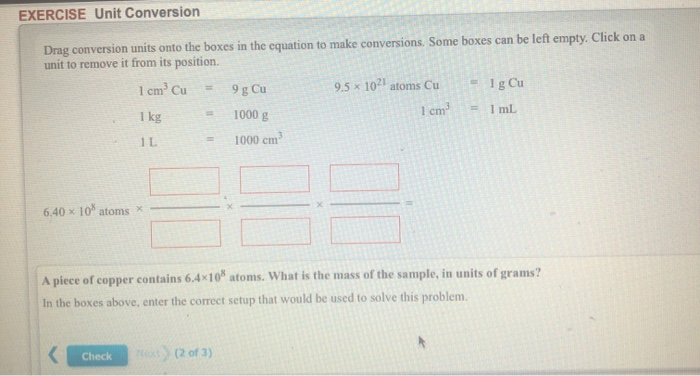 Solved EXERCISE Unit Conversion Drag conversion units onto | Chegg.com
