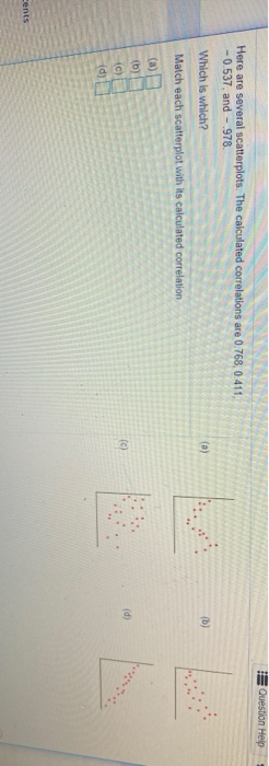 Solved E Question Help Here are several scatterplots. The | Chegg.com