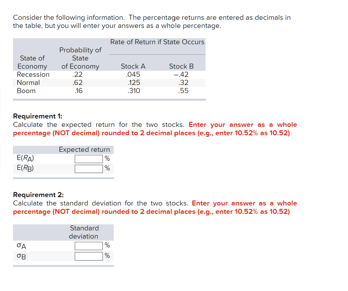 Solved Consider the following information. The percentage | Chegg.com