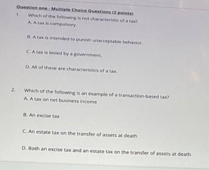 Solved Question one - Multiple Choice Questions (2 points) | Chegg.com