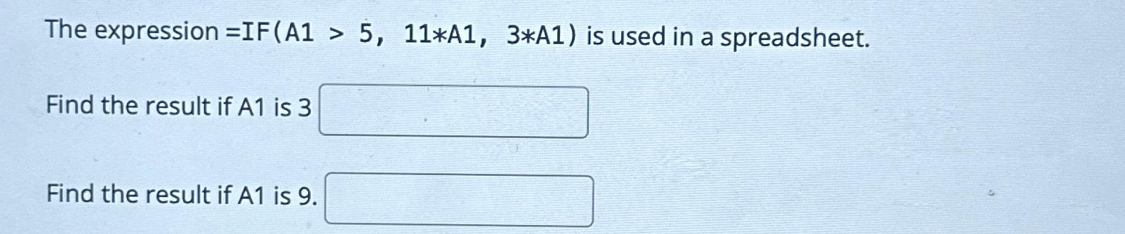 Solved The expression )>(5,11**A1,3**A1 ﻿is used in a | Chegg.com
