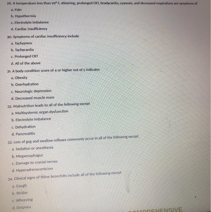 Solved 29. A temperature less than 99° , shivering, | Chegg.com