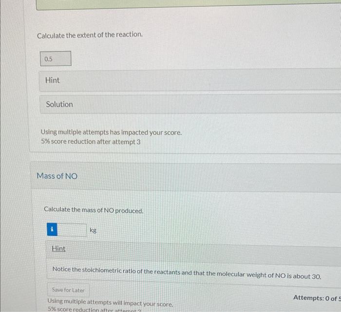 Solved Calculate the extent of the reaction. Hint Solution | Chegg.com
