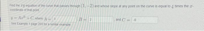 Solved Find The Xy Equation Of The Curve That Passes Through