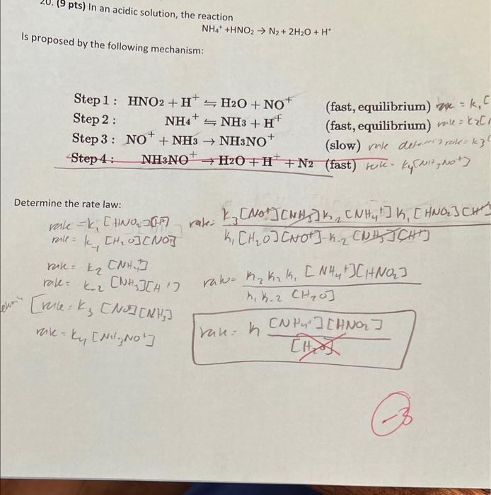 Solved NH4++HNO2→N2+2H2O+H+ Is proposed by the following | Chegg.com