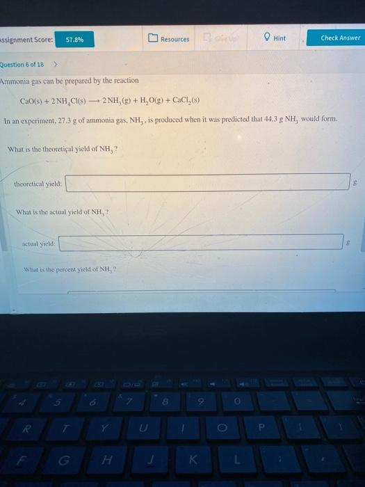 Solved Assignment Score: 57.8% Resources Hint Check Answer | Chegg.com