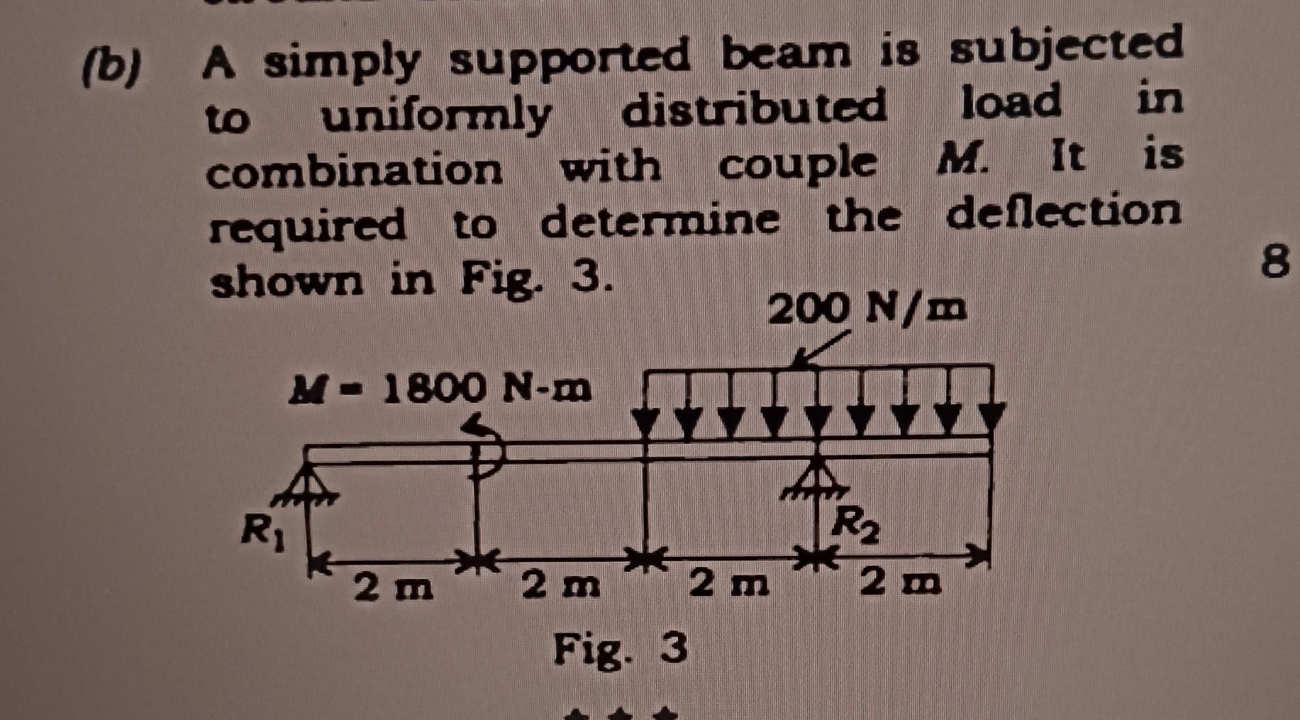 Solved b) A simply supported beam is subjected to uniformly | Chegg.com