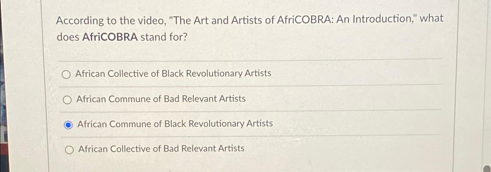 Solved According to the video, "The Art and Artists of | Chegg.com