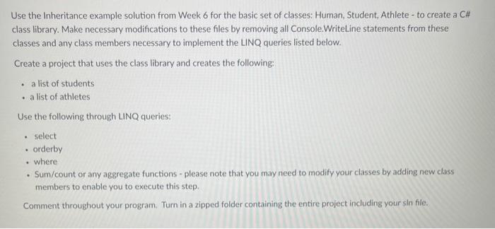 Solved Use The Inheritance Example Solution From Week 6 For