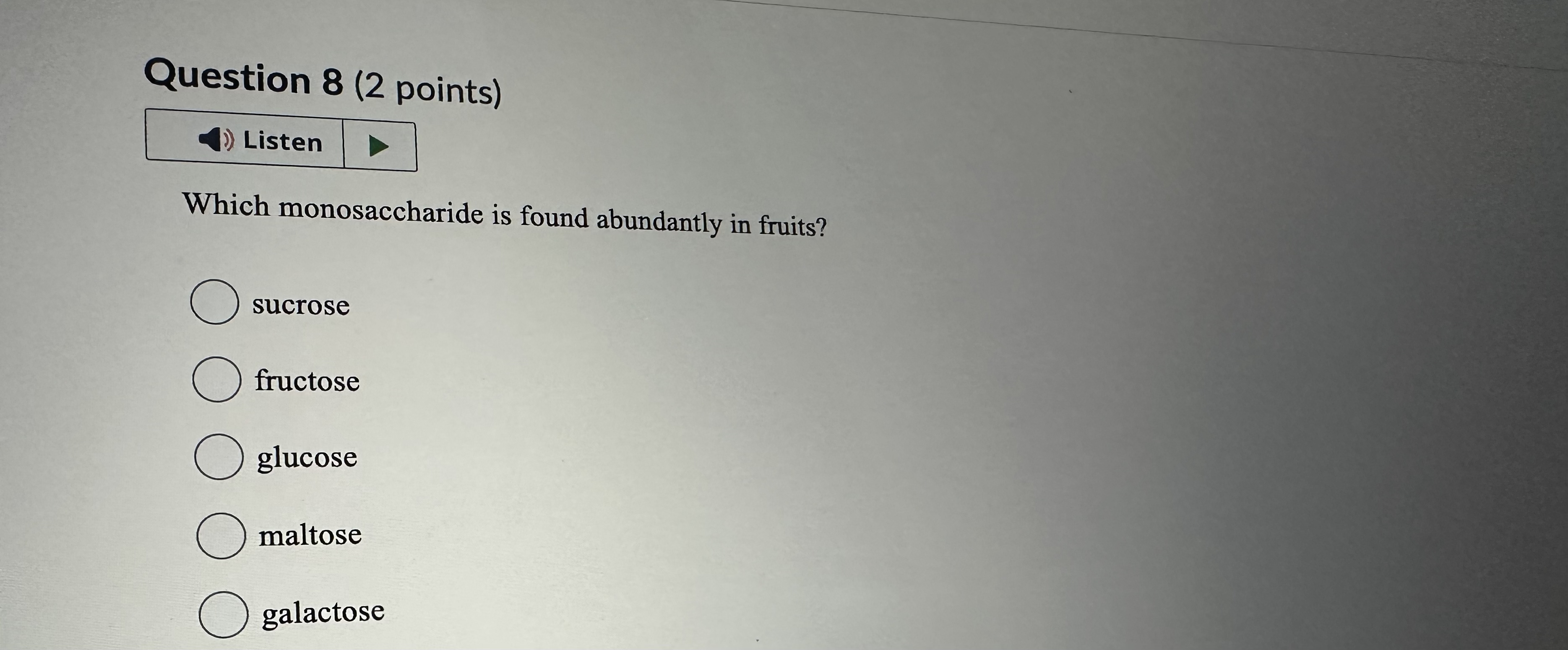 Solved Question 8 (2 points)ListenWhich monosaccharide is | Chegg.com Solved Question 8 (2 points)ListenWhich monosaccharide is | Chegg.com