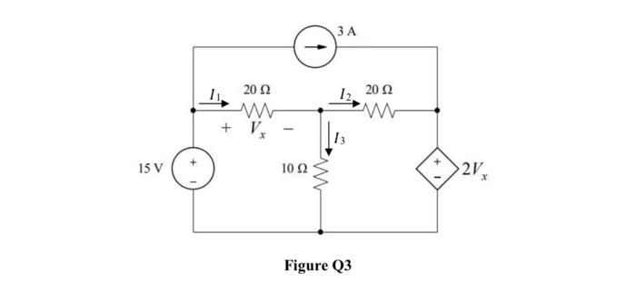 Solved Q3 Given the circuit in Figure Q3, find the voltage | Chegg.com