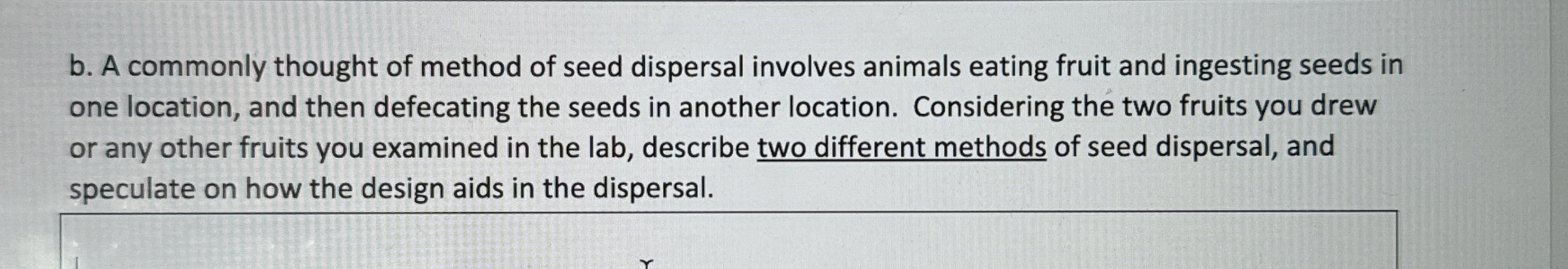 Solved b. ﻿A commonly thought of method of seed dispersal | Chegg.com