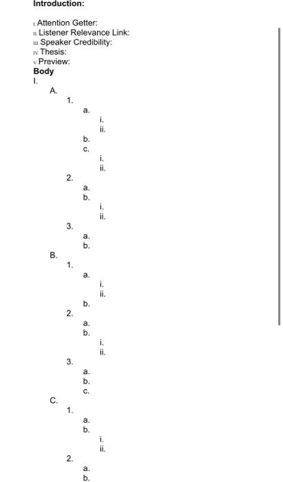 I need help with this Public Speaking outline, ASAP. | Chegg.com