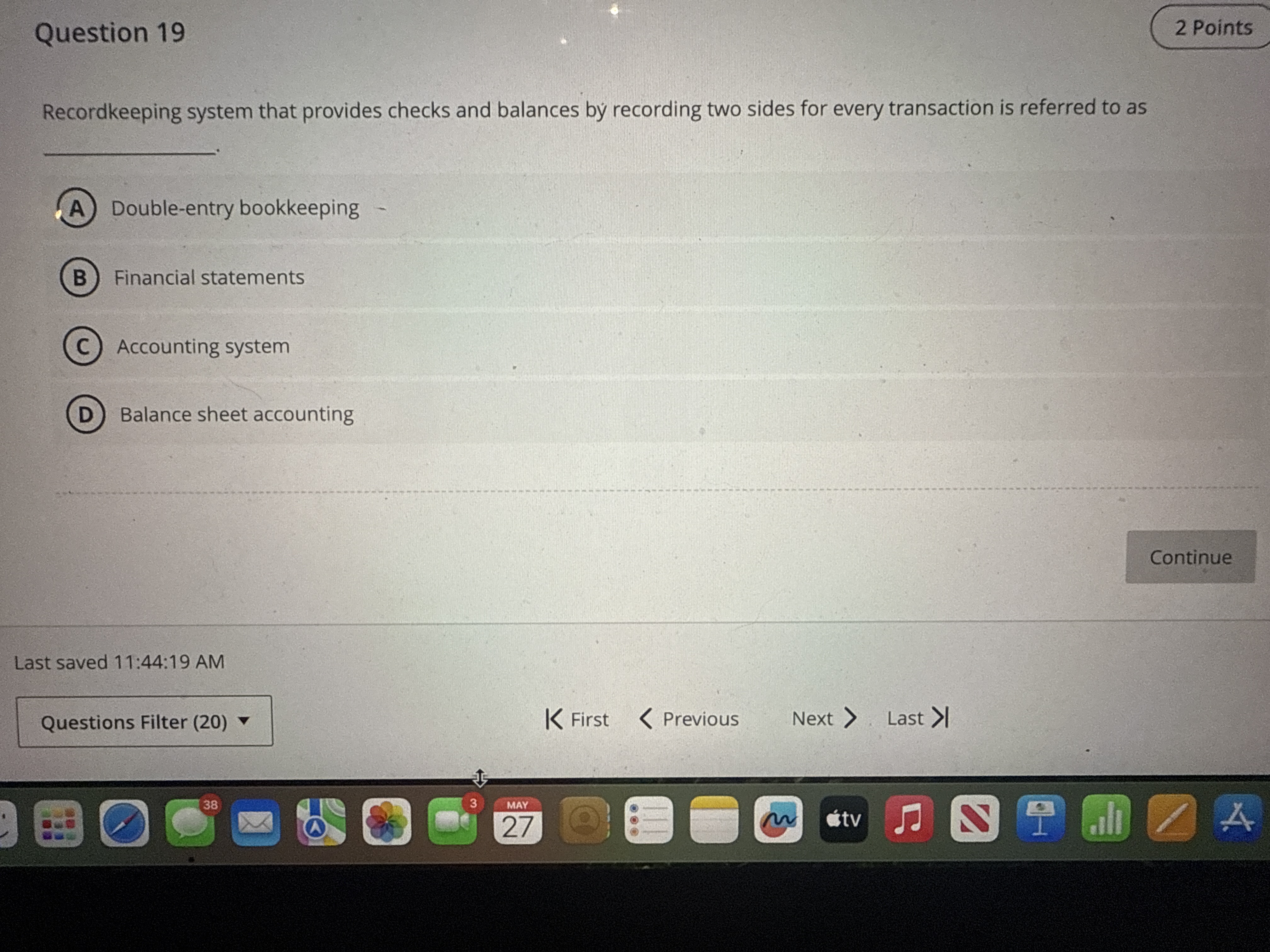 Solved Question 19Recordkeeping system that provides checks | Chegg.com