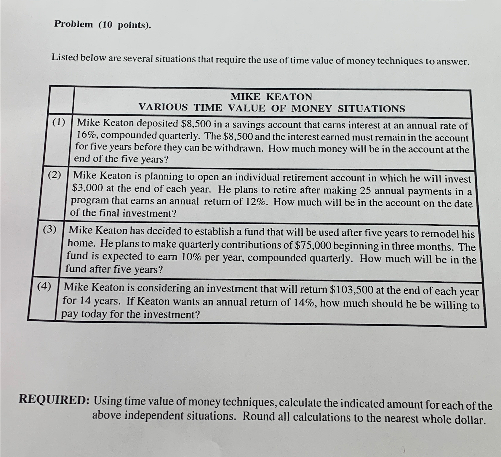 Solved Problem (10 ﻿points).Listed below are several | Chegg.com