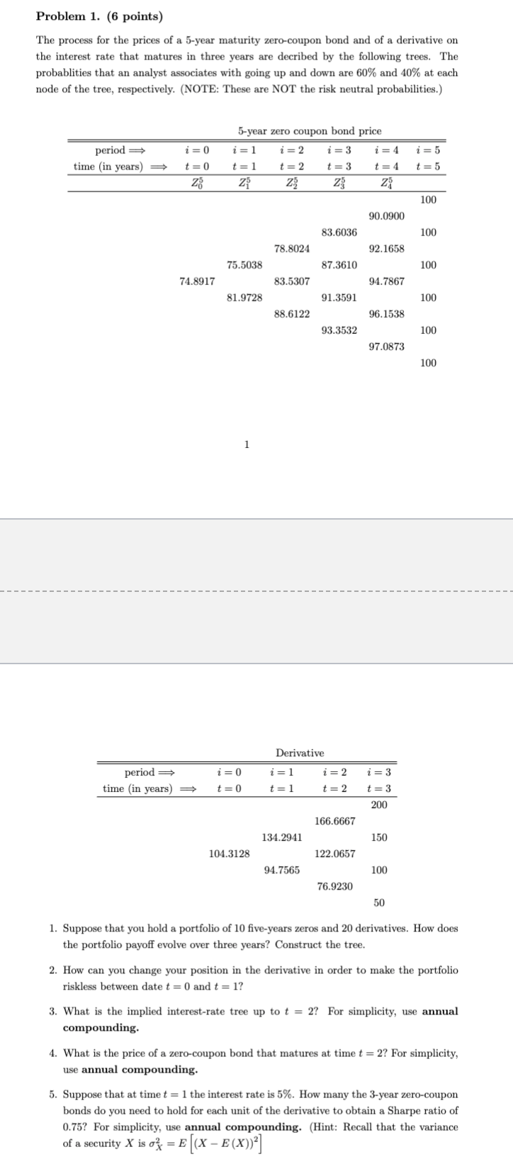 Solved Problem 1. (6 ﻿points)The process for the prices of a | Chegg.com