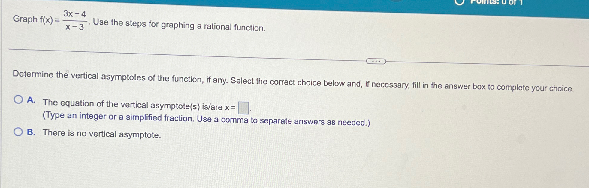 Graph f(x)=3x-4x-3. ﻿Use the steps for graphing a | Chegg.com