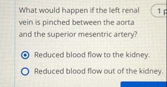Solved What would happen if the left renal vein is pinched | Chegg.com