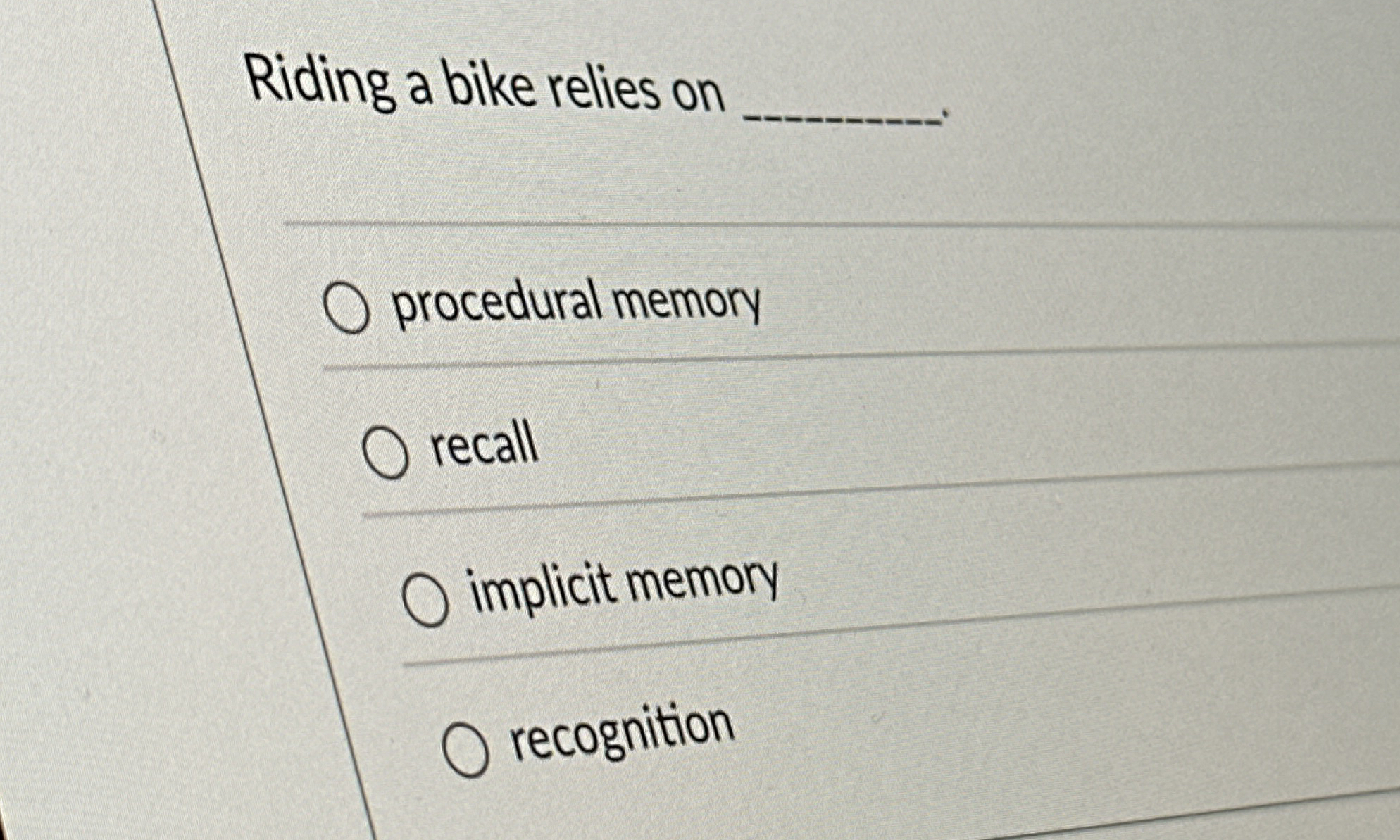 Solved Riding a bike relies on q,procedural | Chegg.com