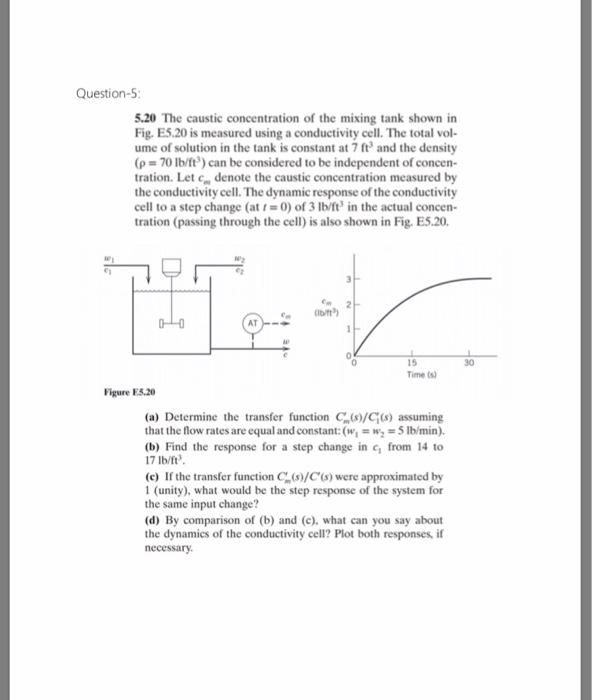 Solved Question-5: 5.20 The caustic concentration of the | Chegg.com