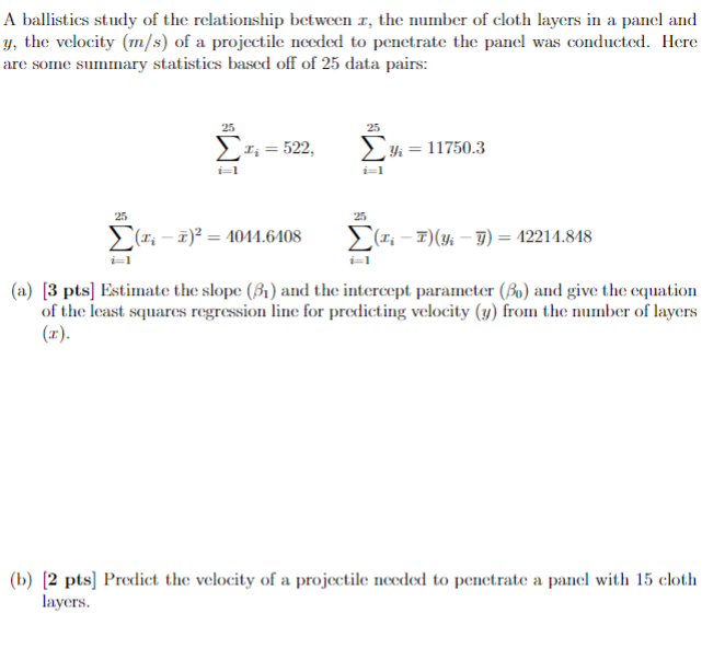 Solved A ballistics study of the relationship between x, | Chegg.com