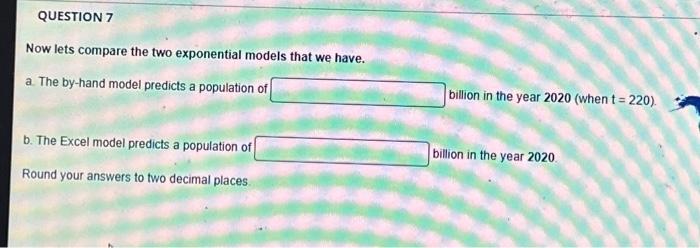 Solved Now lets compare the two exponential models that we | Chegg.com
