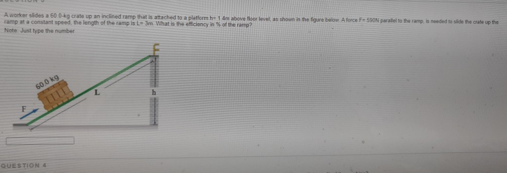Solved A worker slides a 60.0-kg crate up an inclined ramp | Chegg.com