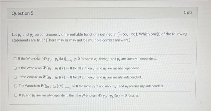 Solved Let y1 and y2 be continuously differentiable | Chegg.com