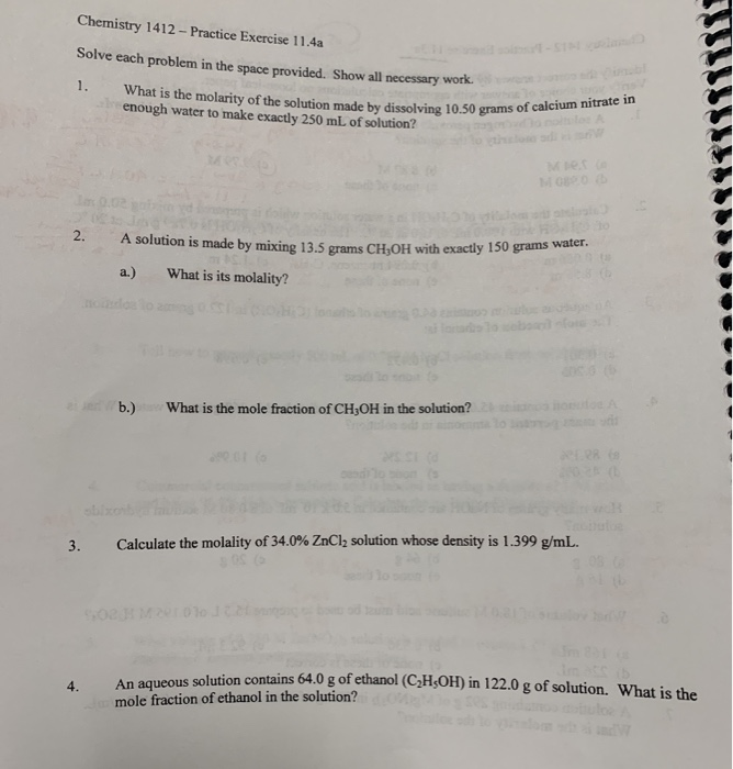 Solved JA- Calculate the molality of CHSOH in a water | Chegg.com