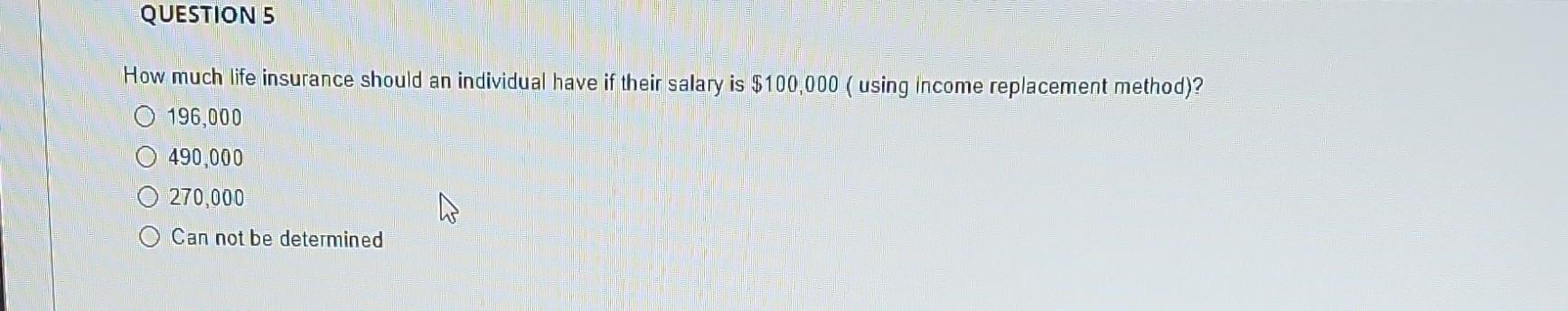 Solved How much life insurance should an individual have if | Chegg.com