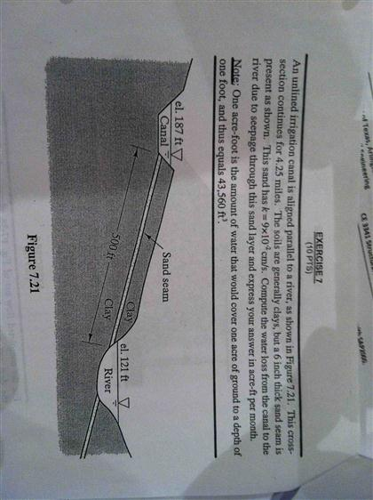 An unlined irrigation canal is aligned parallel to a | Chegg.com