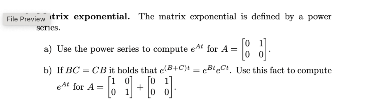 Solved File Preview Itrix exponential. The matrix | Chegg.com