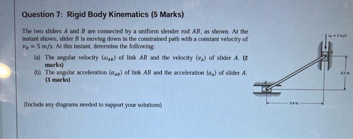 Solved The two sliders A and B are connected by a uniform | Chegg.com
