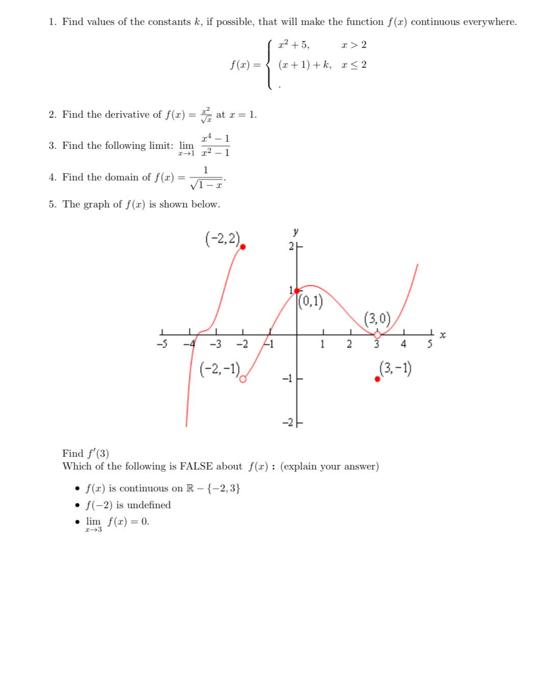 Solved Find values of the constants k, ﻿if possible, that | Chegg.com