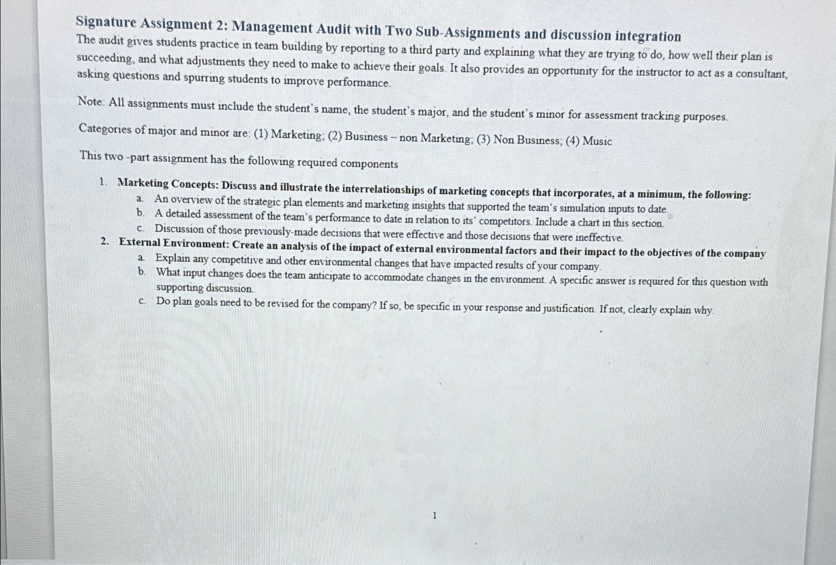 Solved Signature Assignment 2: Management Audit with Two | Chegg.com