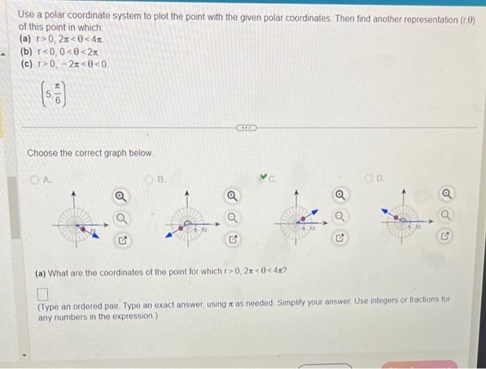 Solved Use a polar coordinate system to plot the point with | Chegg.com