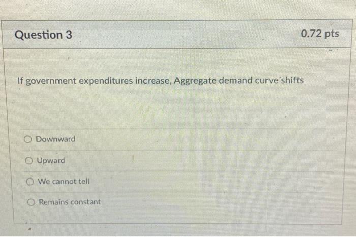 Solved If government expenditures increase, Aggregate demand | Chegg.com
