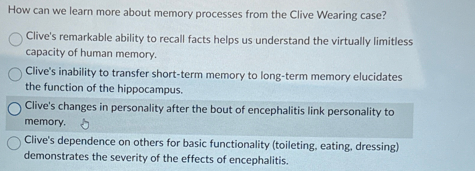 Solved How can we learn more about memory processes from the | Chegg.com