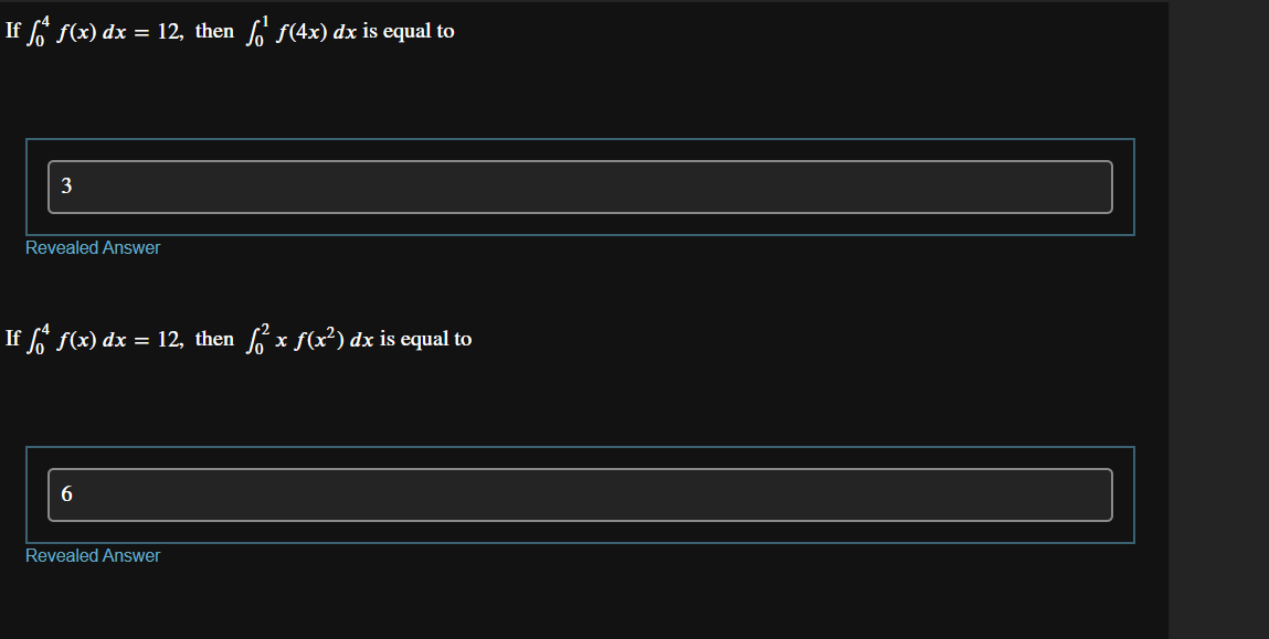 Solved If ∫04f(x)dx=12, ﻿then ∫01f(4x)dx is ﻿equal | Chegg.com