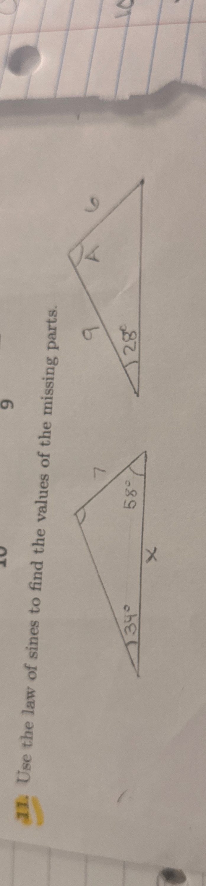 Solved Use the law of sines to find the values of the | Chegg.com