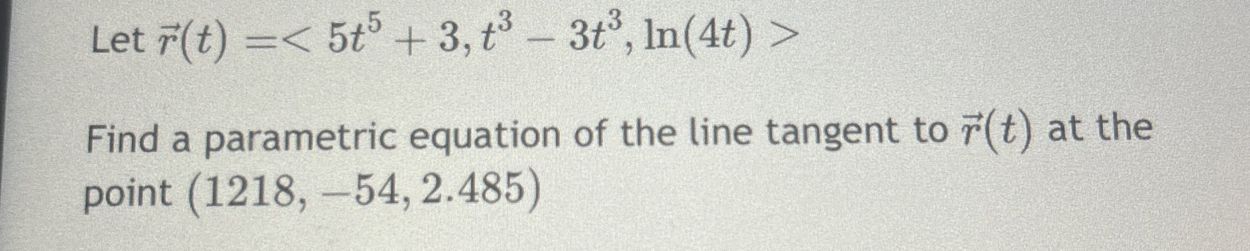 Solved Let vec(r)(t)= Find a parametric | Chegg.com