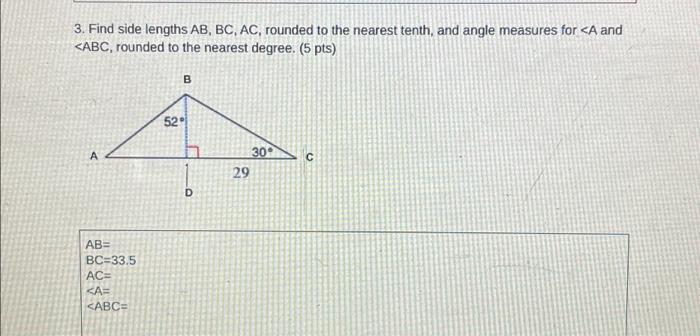 Solved 3. Find side lengths AB, BC, AC, rounded to the | Chegg.com
