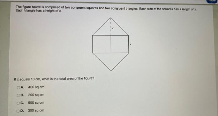Solved The figure below is comprised of two congruent | Chegg.com