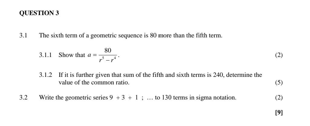 Solved 3.1 The sixth term of a geometric sequence is 80 more | Chegg.com