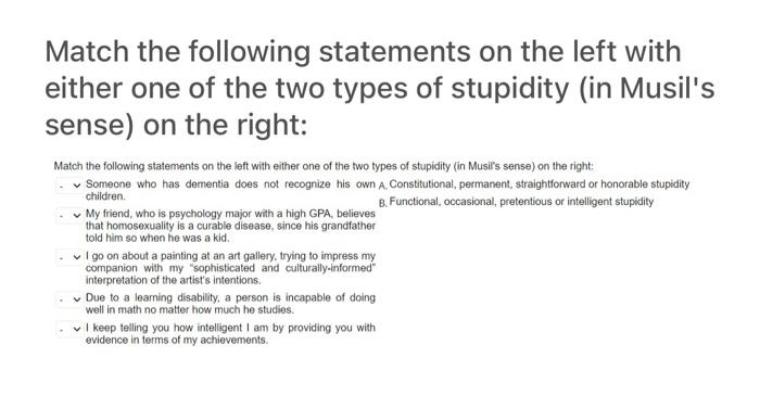 Match the following statements on the left with | Chegg.com