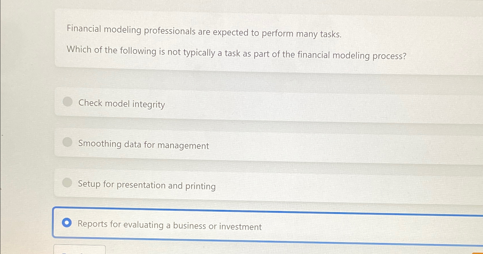 Solved Financial modeling professionals are expected to | Chegg.com