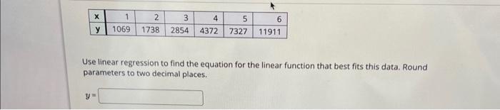 Solved Use linear regression to find the equation for the | Chegg.com