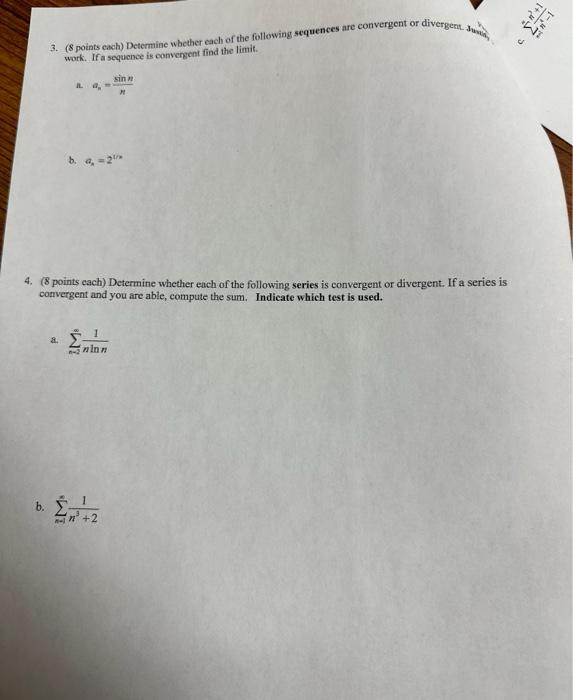 Solved 3. ( 8 points each) Determine whether each of the | Chegg.com