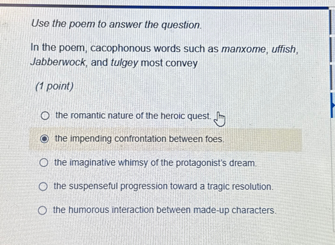 Solved Use the poem to answer the question.In the poem, | Chegg.com